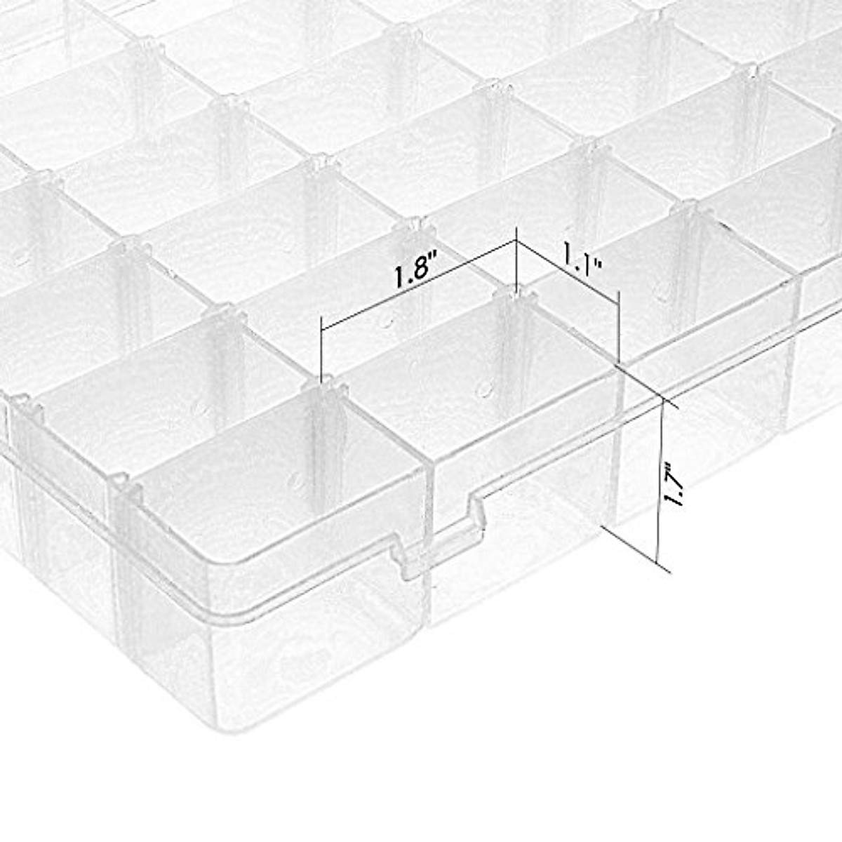Gospire 36 Grids Clear Plastic Jewelry Box Organizer Storage Container with Removable Dividers (36 Grids - Clear)
