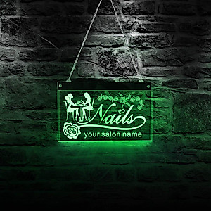 The Geeky Days Personalized Beauty Salon Name Hanging Acrylic Board LED Neon Business Sign Custom Nail Fashion Salon Advertisement Lighted Art Decor