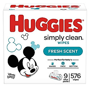 Huggies Simply Clean Baby Wipes, 9 Pack, 576 Sheets Total