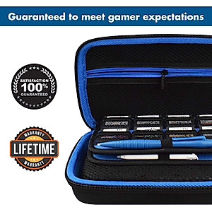 New 3DS XL Case by TAKECASE - Compatible with New 2DS XL - Travel Carrying Case Includes XL Stylus, Protective Hard Shell, 16 Game Storage, Accessories Pouch - Blue/Black [UPDATED FEB 2018]