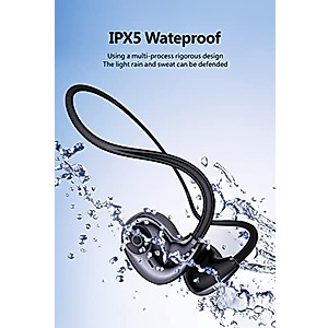 HUYEOOGO Bone Conduction Headphones with MP3 Player, and Bluetooth 5.2, Ideal for Swimming, Running, Cycling, and Gym Workouts. Black Headphones with Microphoneopen Ear Headphones