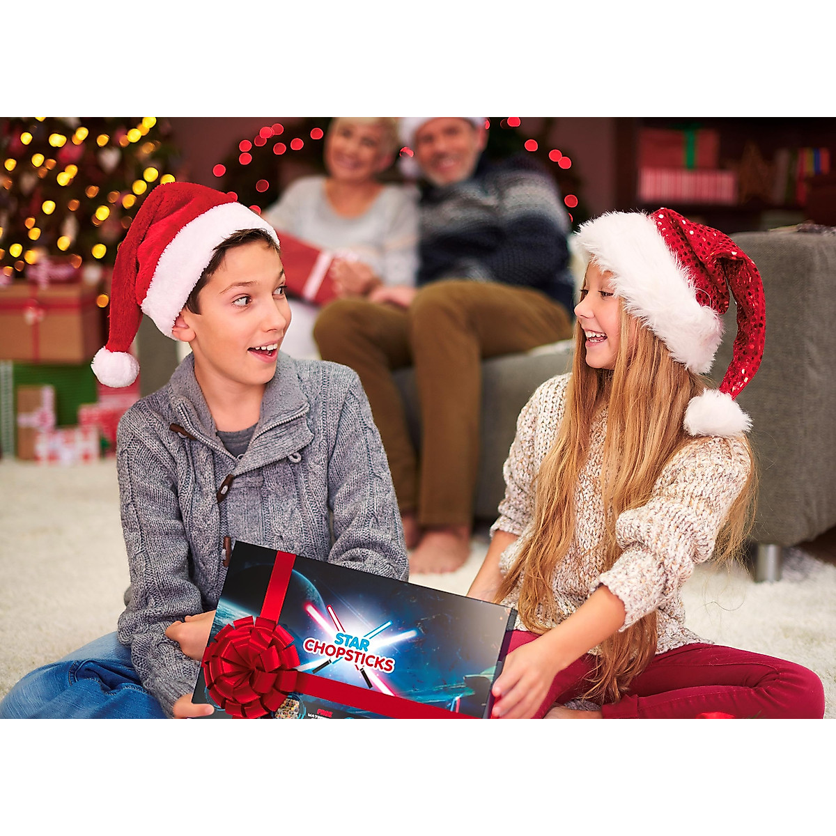 STAR CHOPSTICKS | FREE BOTTLE OPENER | 4 PAIRS DARK BOX | Lightsaber Chopsticks | Star Gifts and Toys for Kids | LED Light Up Reusable Safe Chopstick (4 PAIRS SET NEW)