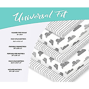 100% Organic Cotton Fitted Sheets for Graco Pack n Play, Babyletto, Pamo Babe, Hiccapop, Dream on Me, Evenflo, Baby Trend, Hygge Hush Portable/Mini Crib/Playards, and Beka Bedside Bassinet 2 Pk