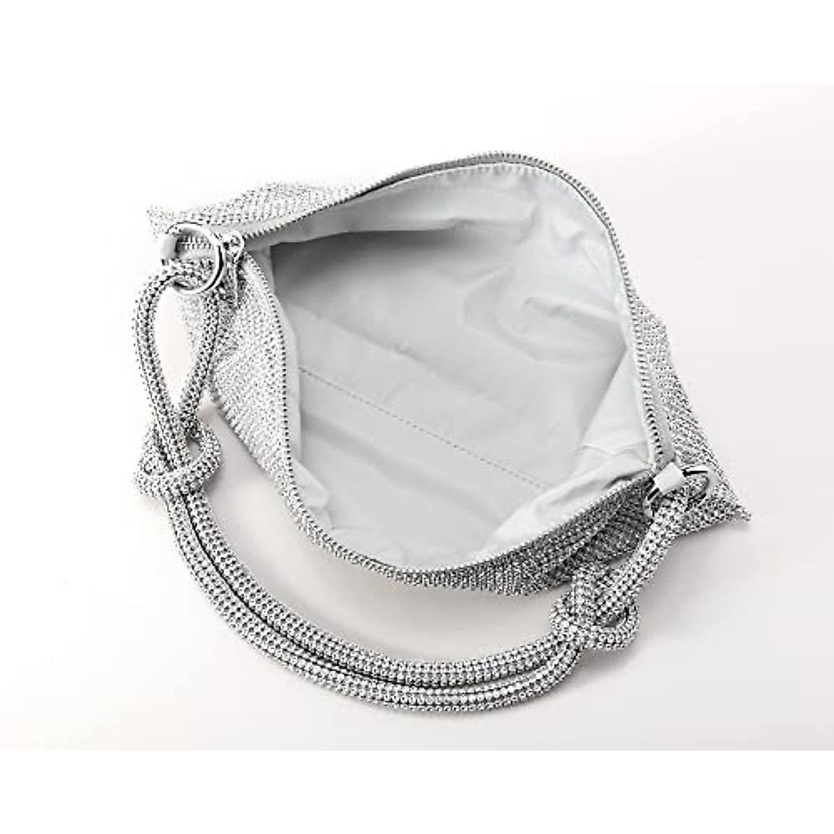 Chanrekenti Rhinestone Purse Sparkly purse for Women Silver Purse Evening Purse Rhinestones Handbags for Party Wedding (Siliver-3mm)