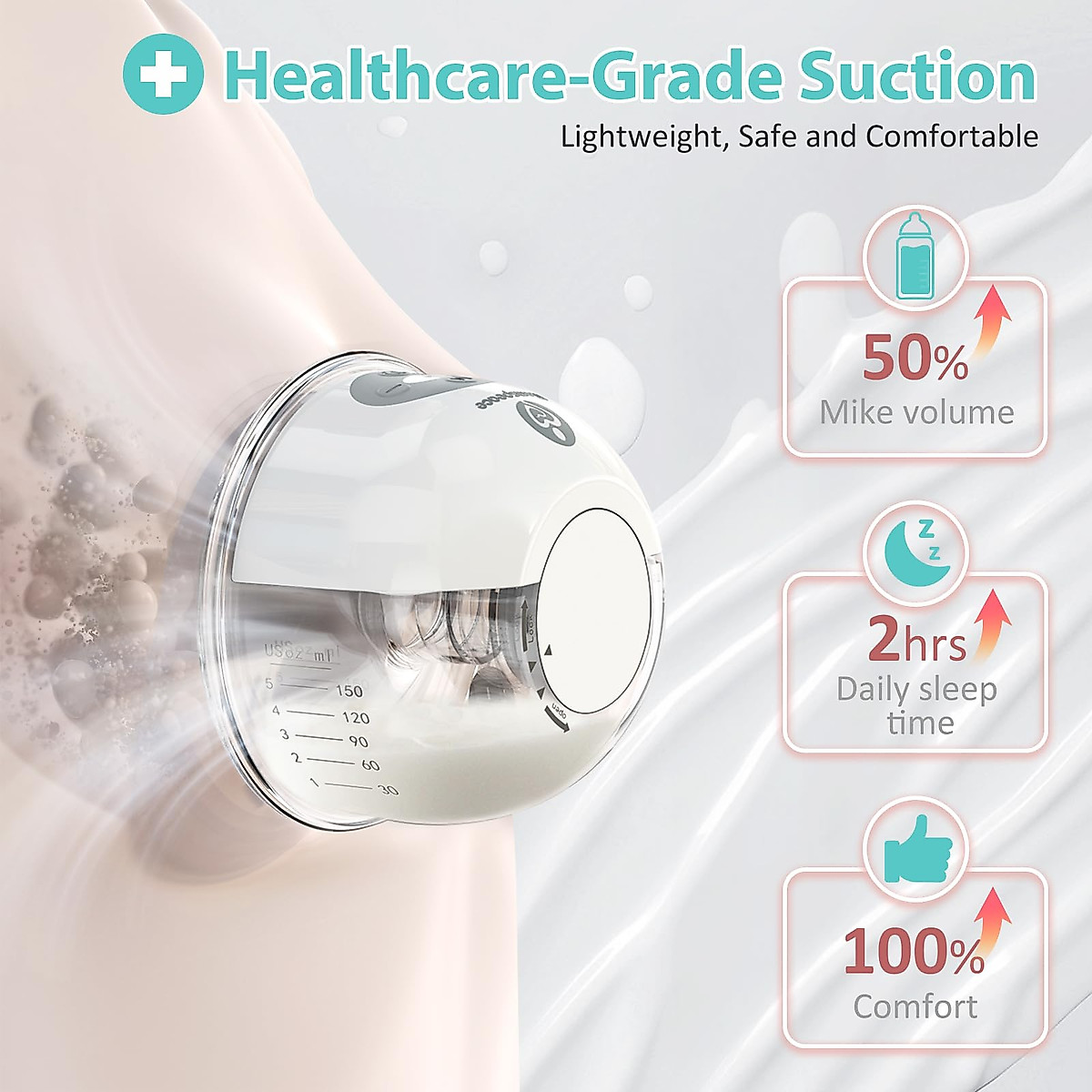 Breast Pump, Momspeace Breast Pump Hands Free with APP, Double Wearable Breastfeeding Pump, Portable Electric Breast Pump with 2 Mode & 12 Levels, Memory Function, Low Noise & Painless-24mm, 2 Pack