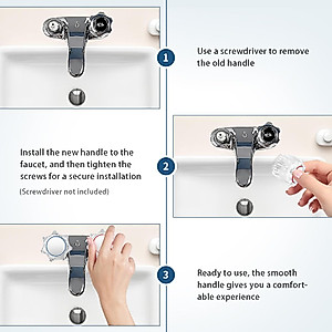 Parthan 2 pcs Faucet Handles with Screws, Transparent Acrylic Hot and Cold Faucet Replacement Handles Bathroom Sink Bathtub Faucet Knobs fits D-shaped Hot Cold Faucet Stems(COLOR:1 Red + 1 Blue)