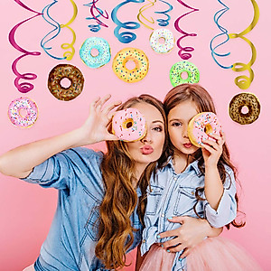 CC HOME 30Pack Donut Cake Hanging Swirls Doughnut Dessert Ceiling Streamer Birthday Party Decorations Donut Themed Party Favors for Holiday Baby Shower Home Decoration Party Supplies