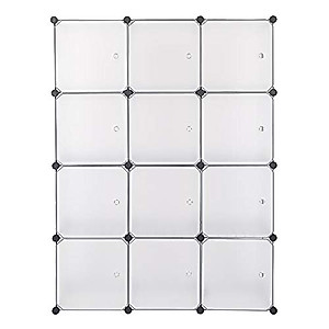 12-Cube Storage Shelf Cube Shelving Bookcase Bookshelf Organizing Closet Toy Organizer Cabinet White Color
