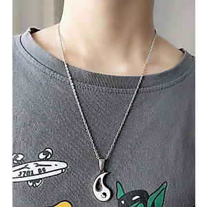 NewZenro 2 Pieces Yin Yang Bff Couples Pendant Necklace Chain for Women Mens Boys Personalized Matching Puzzle Diagrams Stainless Steel Necklaces 19.6" Gifts for Girlfriend Boyfriend Birthday Sister Xmas