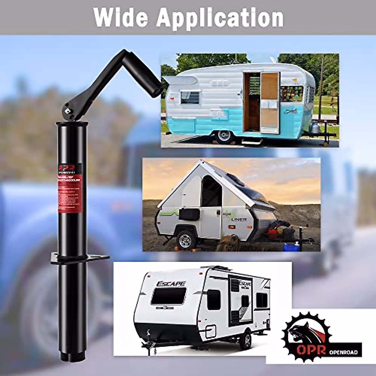 OPENROAD 5000 lbs A-Frame Trailer Jack, 15" Vertical Travel, Heavy Duty Top Wind Jack with Foot Plate for RV, Cargo, and Utility Trailers Tongue, Black