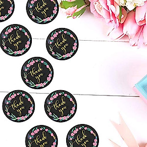 Thank You Stickers Roll - 1.5 inch Thank You Stickers with Floral Base Color, Gold Foil Design, 500 Thank You Stickers for Small Business, Gift Bags, Envelopes Seals, Mailer Stickers and More
