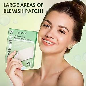 BAGLAK Large Blemishes Patches - 22 Strips, XL Size, Hydrocolloid t Dots, Blemishes Patch - Zit Stickers, For Face Blemishes Absorbing Cover Patch - Zit Sticker Facial Skin Care