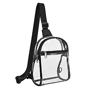 UEASE Small Clear Sling Bag for Men Women/Stadium Approved Mini Sling Backpack/Transparent Casual Chest Daypack for Concert Festival Hiking Walking Biking Travel Cycling