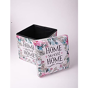 HONCOEN Folding Ottoman Footrest Keepsake Box Modern Decor Gifts Home Statue Sculpture Leather Footstool Arts Crafts 13x13inch