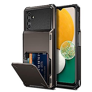 Vofolen for Galaxy A13 Case Wallet Cover 4-Card Credit Card Holder ID Slot Scratch Resistant Dual Layer Hybrid Protective Hard Shell Rugged TPU Bumper Armor Case for Samsung Galaxy A13 5G Gun
