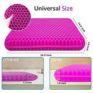 Super Large & Thick Gel Seat Cushion for Long Sitting Pressure Relief - Non-Slip Gel Chair Cushion for Back, Sciatica, Tailbone Pain Relief - Seat Cushion for Office Desk Chair, Car Seat, Wheelchair