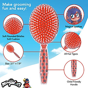 Miraculous Hair Brush with Magical Sparkling Stars Ladybug Confetti Hair Brush - Kids Hair Brush Ages 3+