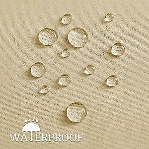 RYB HOME Blackout Curtains Windproof - Weighted Bags Attached, 84 inches Long, Waterproof Thermal Indoor Outdoor for Pool Shower Bedroom Patio, 2 Pcs, W 52 x L 84, Beige