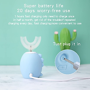 yeklike Kids Electric Toothbrushes, U Shaped Ultrasonic Toothbrush,Rechargeable Kids Toothbrush w/Smart Timer, Sonic Toothbrush K10 （2-7y）…