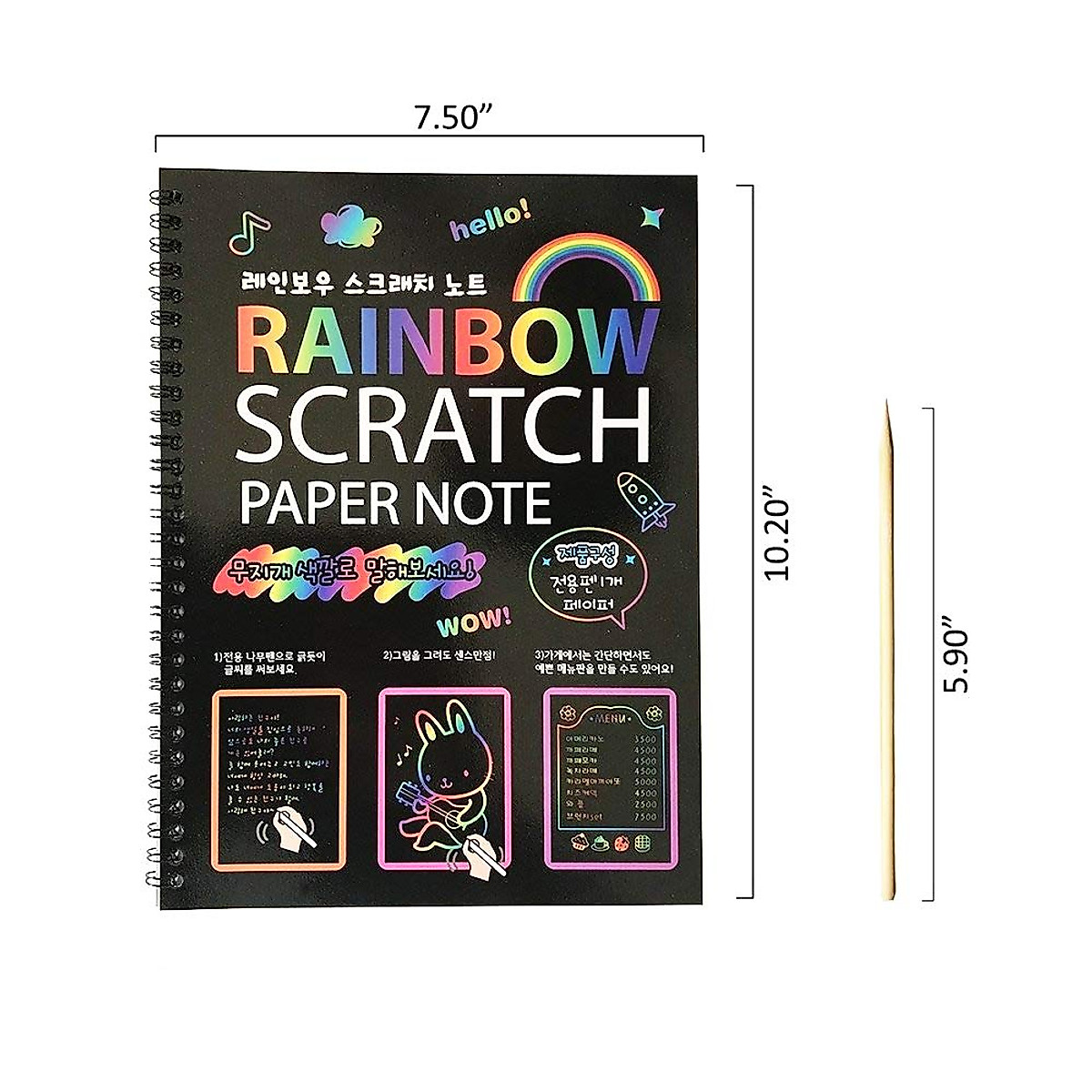 BESTING Scratch Art Notebooks 3 Pack 10.2 x 7.5 inches Rainbow Magic Scratch Off Paper Set Drawing Arts Crafts Black Scratch Books for Kids' Birthday Gifts Party Favors Christmas Presents (PRB330)
