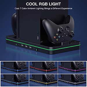 Cooling Charging Stand for Xbox Series X/S with 2 Headset Stand, Luckit Vertical Dual Controller Charger Station Dock Accessories with Cooling Fan, Fast Charging Station with 3 HUB USB Ports