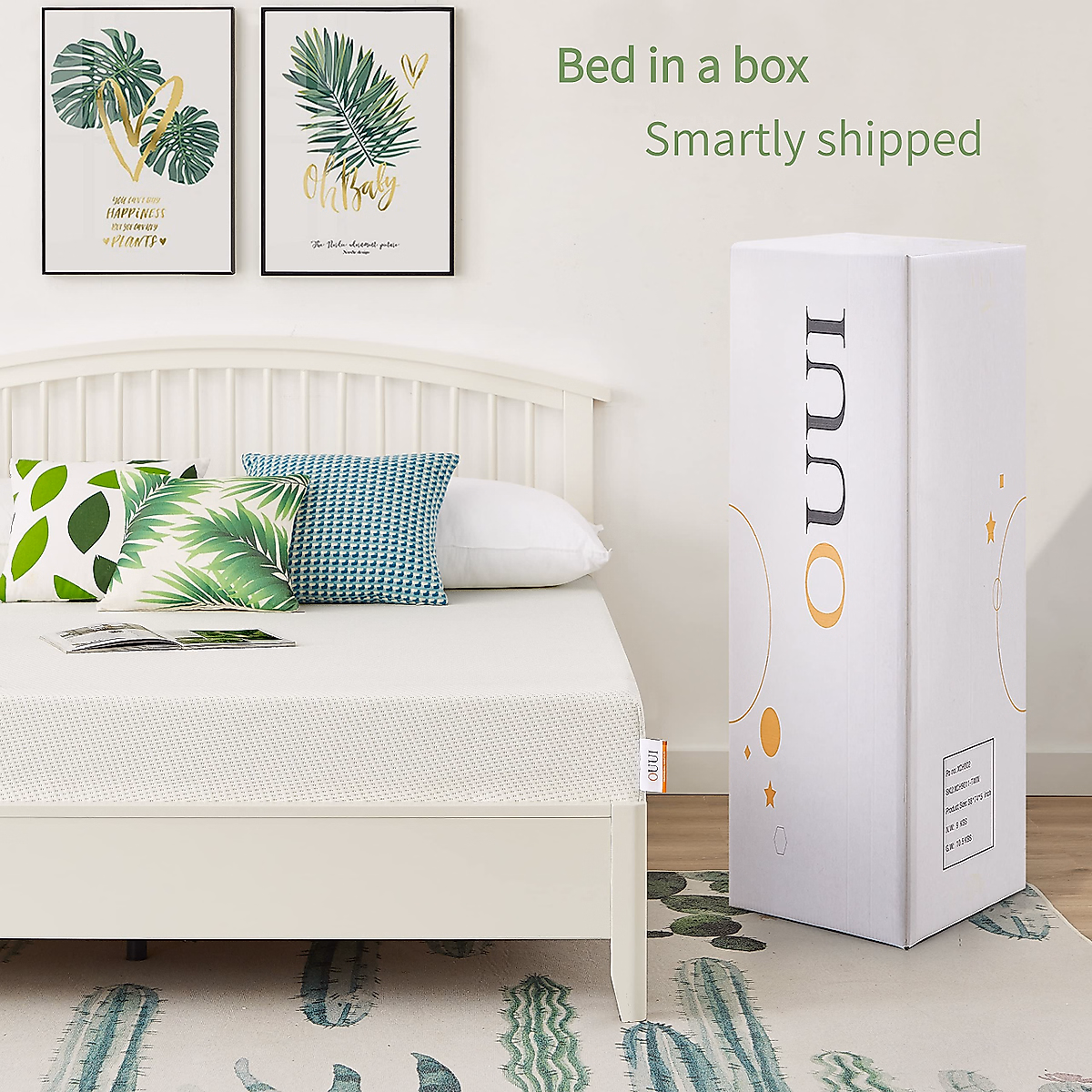 OUUI Twin XL Mattress, 6 Inch Green Tea Cooling Gel Memory Foam Mattress in a Box for Kids Medium Firm Twin Bed Mattress for Bunk Bed, Trundle Bed, Pressure Relief, CertiPUR-US Certified