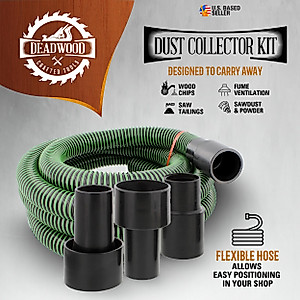 DCT Dust Collector Accessories Kit – 1.25in x 10ft Vacuum Hose, Dust Collection Fittings, and Vacuum Reducer