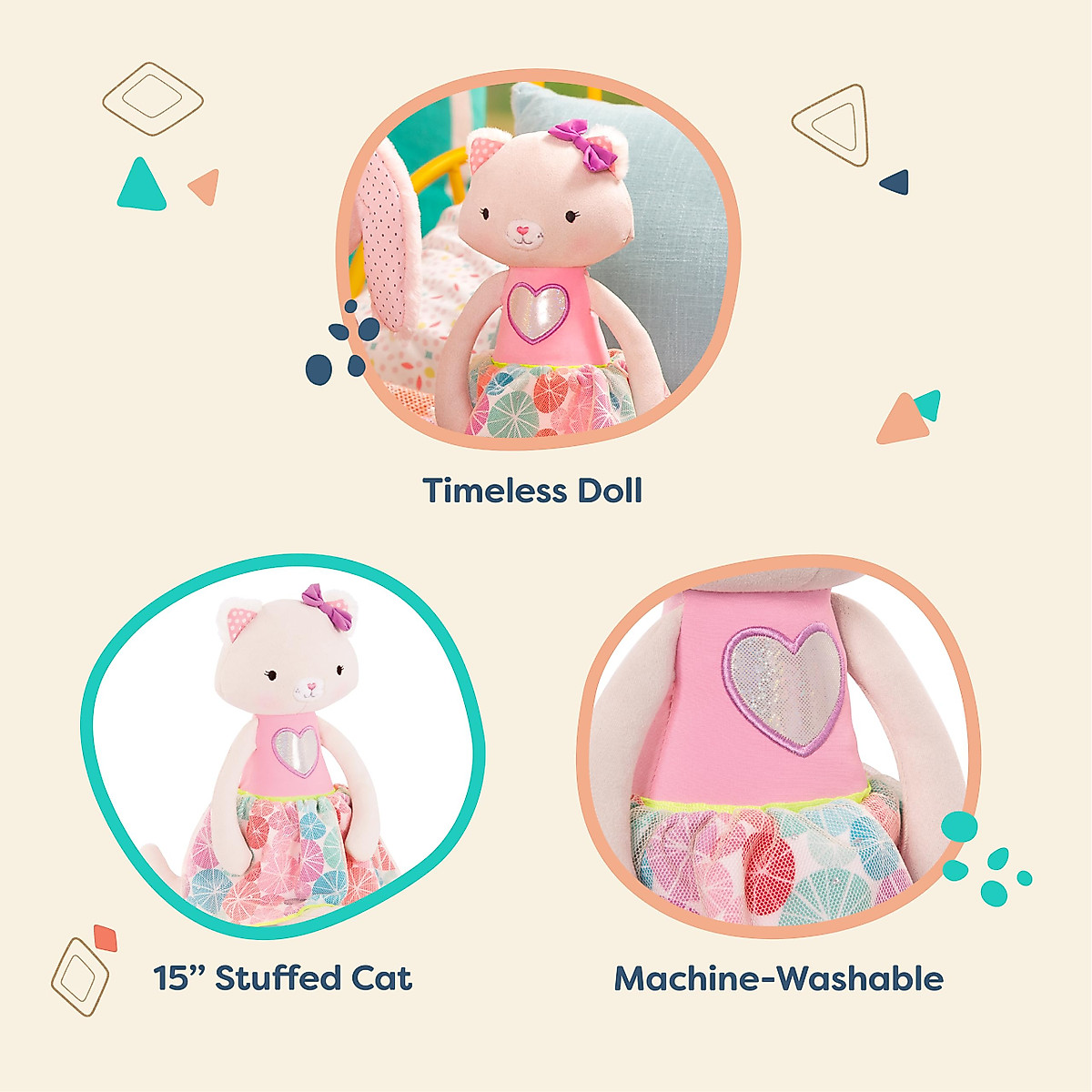 B. toys- B. sofities- 15" Plush Cat- Soft & Cuddly Plush Cat Doll – Stuffed Plush Animal Toy - Washable – Tippy Toes – Cali Cat –18 Months +