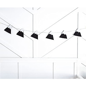 ELLA & MAX Kids Nursery Decor Mountain Garland Banner Black Felt Bunting, Woodland Theme Nursery, Rustic Nursery Decor. Handmade in USA.