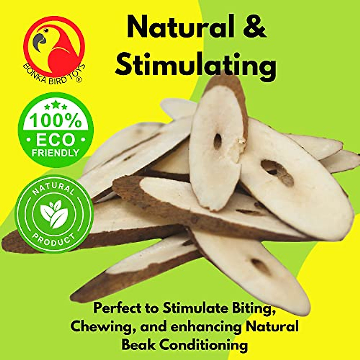 Bonka Bird Toys 3405 (Pk12) Extra Thin Natural Sola Slices 2.25" x 0.125", Medium Parrot Foot Talon Cage Toy, Conure, Lories, Lorikeets, and Similar