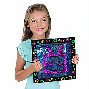 5MM Not Falling Sensory Wall for Kids Sequin Flip Fabric High Density Reversible Sensory Graffiti Fabric Sequin Fabric by The Yard Mermaid Fabric Purple to Blue-0.5yd, 50” x 18”