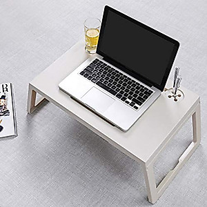 Bedside Table Mobile Medical Overbed Table, Home Office Study Writing Laptop Table Coffee Table, Student Bedroom Breakfast Table Study Reading Writing Desk PC Laptop Table for Living Room (Beige)