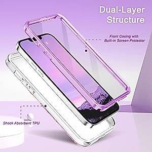 Hocase for iPhone 14 Plus Case, (with Built-in Screen Protector) Shockproof Slim Soft TPU+Hard Plastic Full Body Protective Case for iPhone 14 Plus (6.7" Display) 2022 - Watercolor Marble