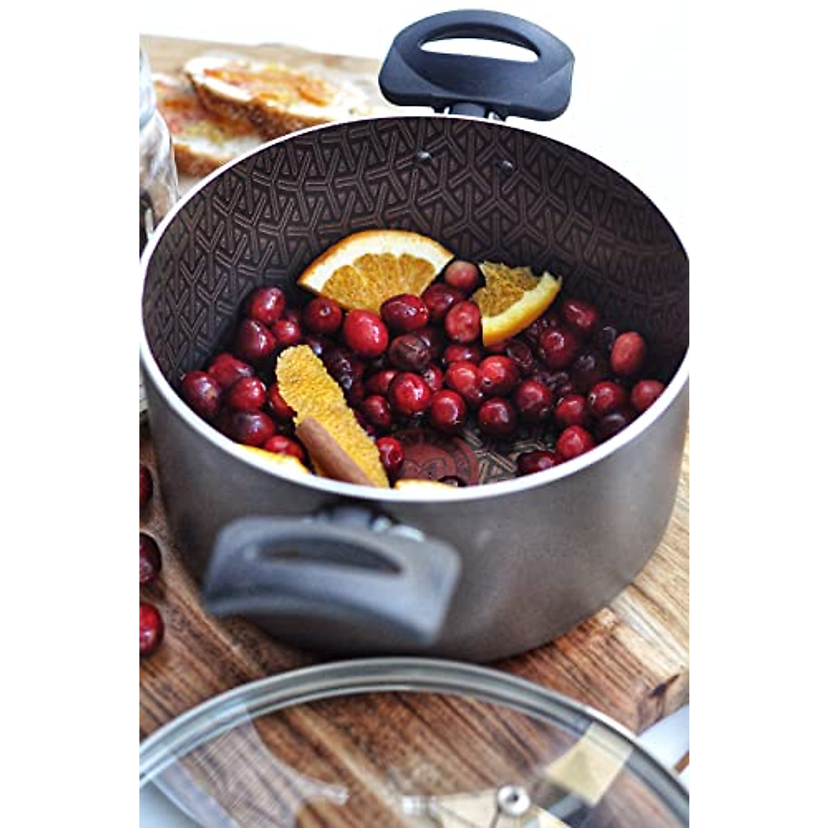 IMUSA USA 5 Quart Talent Master Line Nonstick Dutch Oven with Glass lid & Thermal Signal, Brown, (IMU-20077)