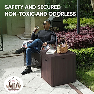 EHHLY Deck Box, 51 Gallon Front Porch Package Bin Delivery Box for Outside, Small Patio Outdoor Storage Boxes Waterproof, UV Resistant Plastic Resin Pool Storage Bins with lids, Brown