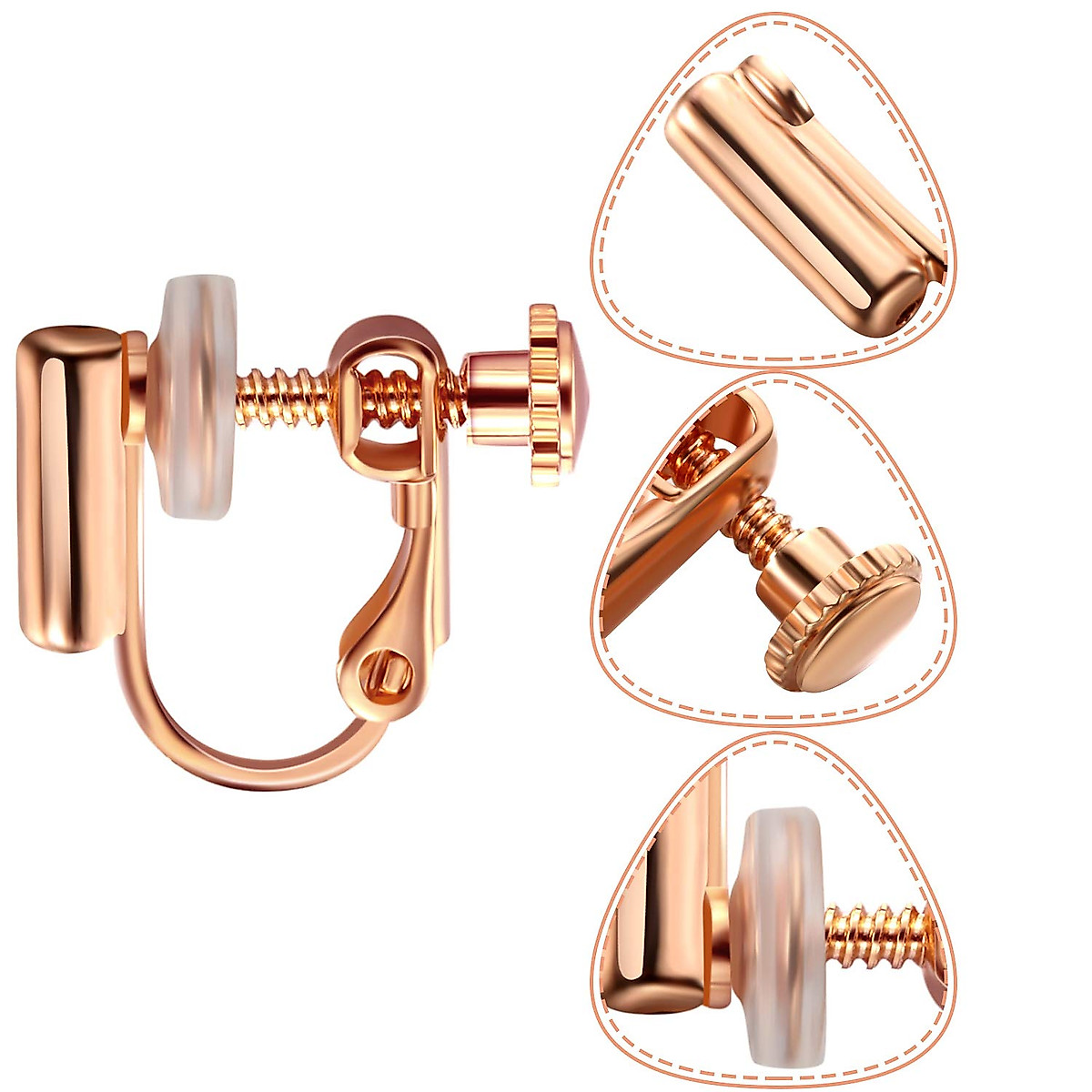 Hicarer 10 Pairs Clip on Earring Converter Non Pierced Earrings Components with Post for Non-Pierced Ears, with 12 Pairs Comfort Earring Pads for Women