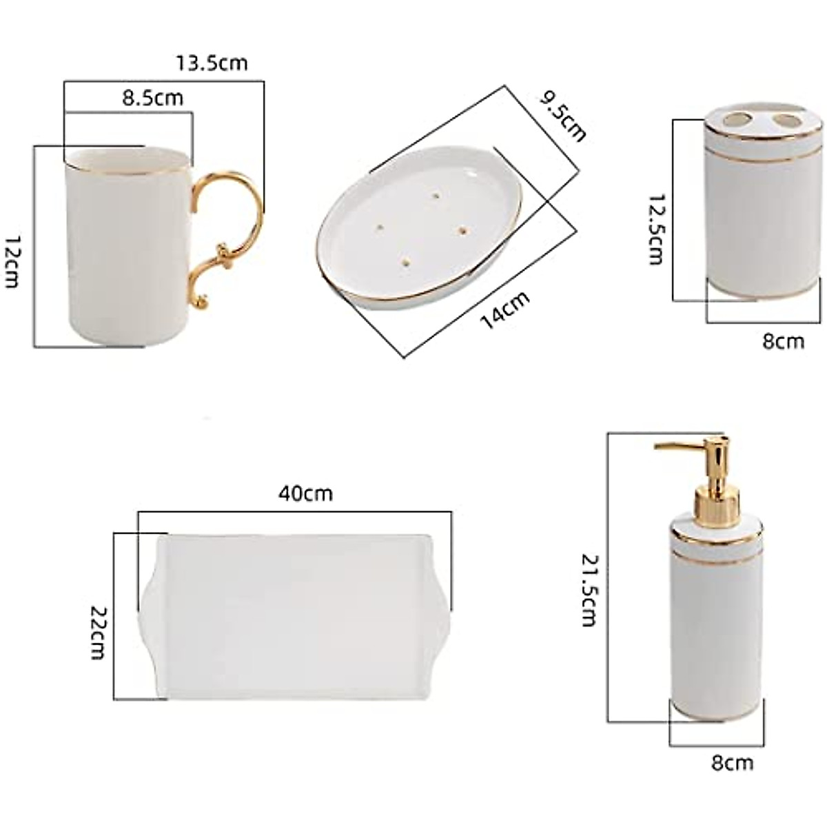 DVTEL Bathroom Five-Piece Set, Wash and Gargle Set, Simple Couple, Brush Teeth, Gargle Cup, Ceramic Bathroom Supplies