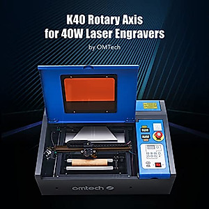 OMTech Rotary Axis Attachment for 40W co2 Laser Engraver, Barrel Rolling Cylinder Surface Rotation Platform for K40 Laser Engraver, 360 Degree Rotating Axis
