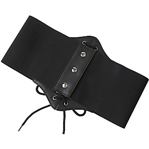 Hoerev Corsets Belt Tops Leather Vest Pirate Halloween Costume Lace Up Waist Belt Bustiers Corsets For Women, Black, XL