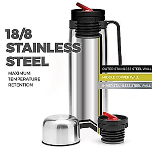 BALIBETOV thermos for mate - Vacuum Insulated With Double Stainless Steel Wall - BPA Free - A Thermo Specially Designed for Use With Mate Cup or Mate Gourd (Silver, 32 OZ)