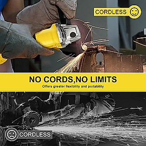 Cordless Angle Grinder for DEWALT 20V Max Battery, 10000RPM Brushless Motor Grinder Tool, 4-1/2'' Blade, Electric Grinders Power Tools with Grinding Wheels, Flap Disc and Auxiliary Handle (Tool Only)