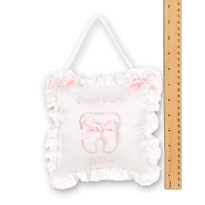 Bearington Le Petite Girls Pink Tooth Pillow, 7.5" x 7.5 "