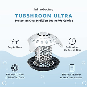 TubShroom Ultra Revolutionary Bath Tub Drain Protector Hair Catcher/Strainer/Snare, Stainless Steel, Stainless Combo