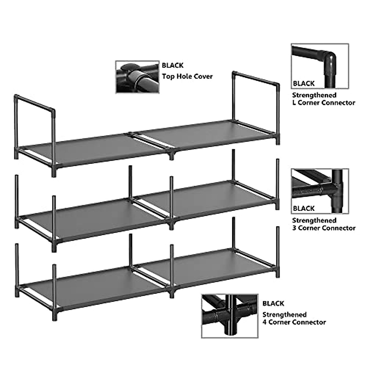 SmartYeen 3-Tier Shoe Rack,12 Pairs Shoe Shelf Storage Organizer for Closet Entryway