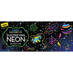 Hinkler Super Kaleidoscope - Electrifying Neon Activity Kit - Space Themed Coloring Book with Neon Stationery and Stickers - Rocket Keyring - Arts and Craft Kits for Kids Aged 6 to 12