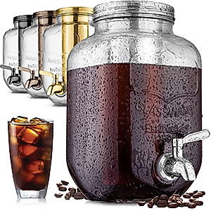 Zulay Kitchen 1 Gallon Cold Brew Coffee Maker with EXTRA-THICK Glass Carafe & Stainless Steel Mesh Filter - Premium Iced Coffee Maker, Cold Brew Pitcher & Tea Infuser