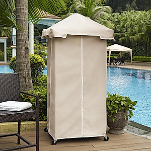 Maykoosh HonmeStock Nordic Haven Outdoor Wicker Towel Valet Sand/Brown, Floor Mountable, Wheeled, Portable - 31.5" D x 35.5" W x 79.75" H
