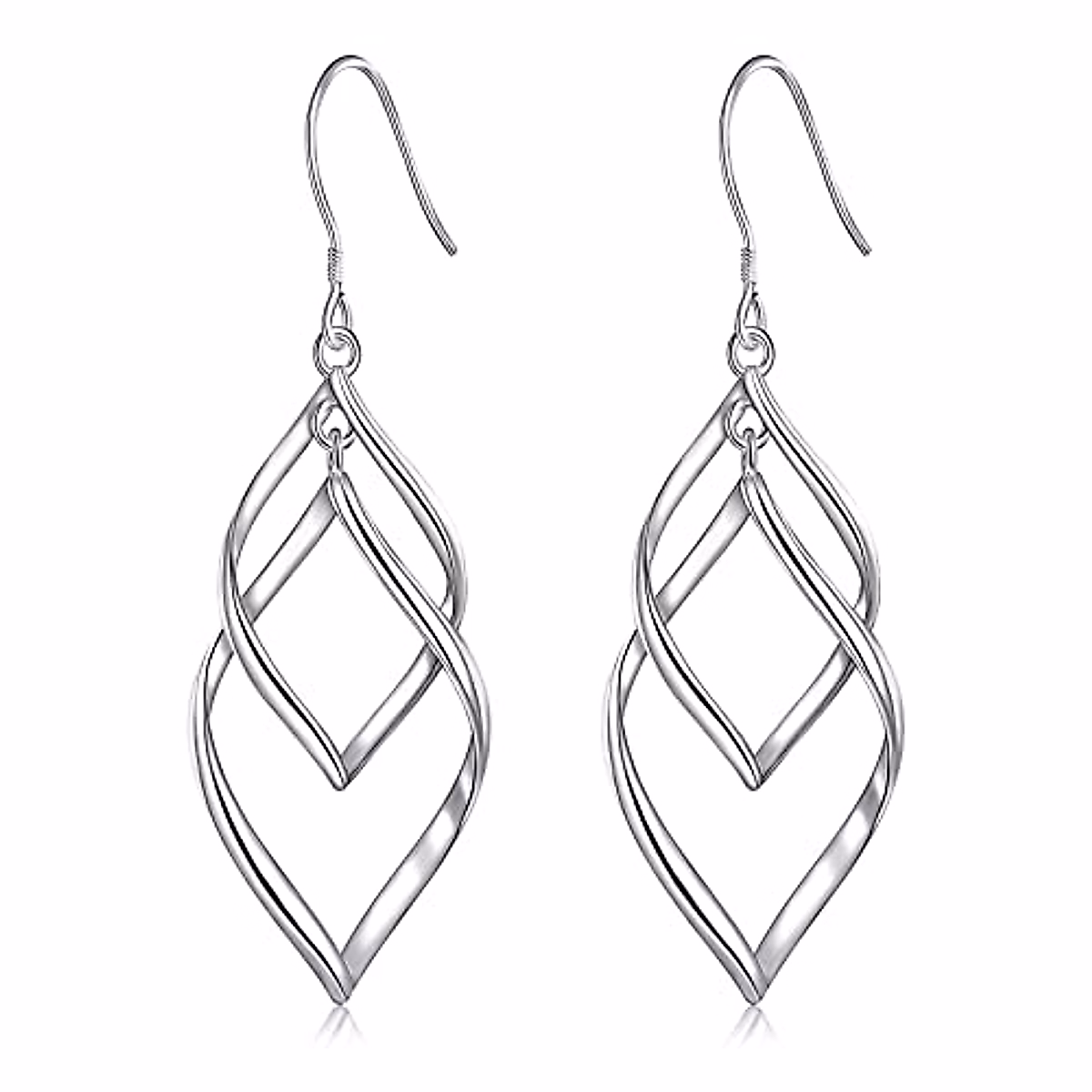 Sterling Silver Dangle Earrings for Women, 14k Gold Plated Double Linear Drop Statement Earrings Anniversary Birthday Gifts for Women Girls