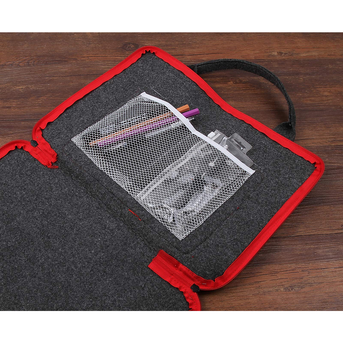 Storage Bag Felt Hand-held Shockproof 14.75 x 11.75 Inch 2.5 inch Thick for A4 Painting Light Pad Board Leaf Book Weeding Light Box (Plus Thick Size)