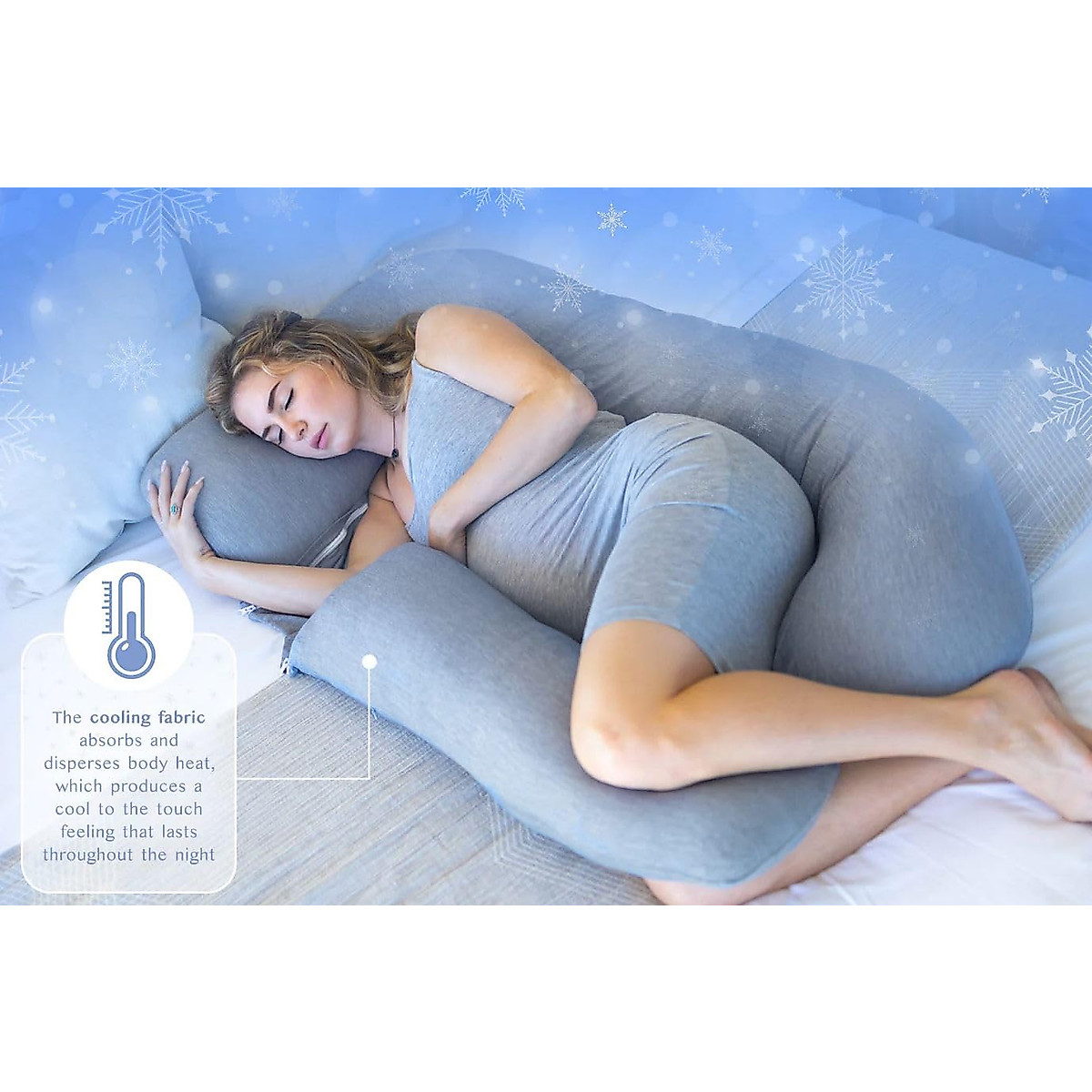 Pharmedoc Pregnancy Pillows, U-Shape Full Body Pillow – Cooling Cover Dark Grey – Pregnancy Pillows for Sleeping – Body Pillows for Adults, Maternity Pillow and Pregnancy Must Haves